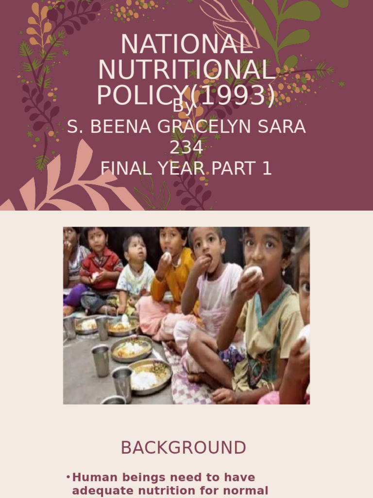 National Nutrition Policy Overview 1993 | PDF | Malnutrition | Nutrition