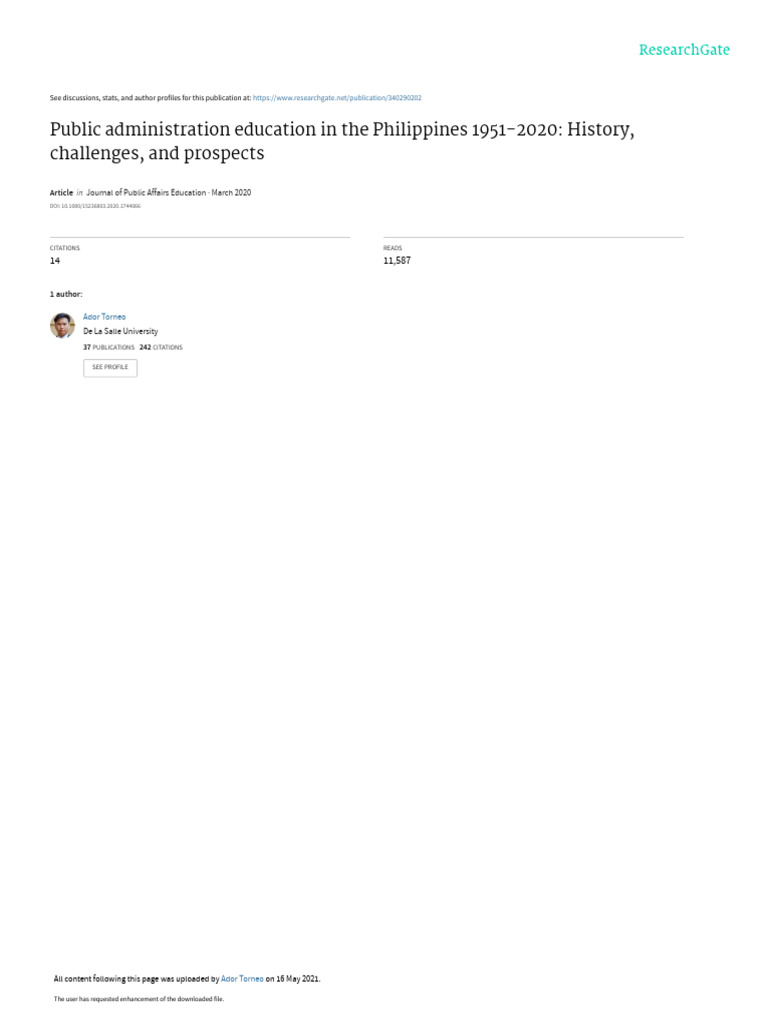 PAEducationinthePhilippines1951to2020 Pre Print | PDF | Governance ...