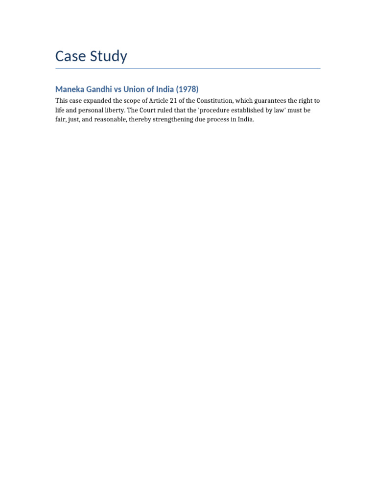 Maneka Gandhi Vs Union of India (1978) | PDF