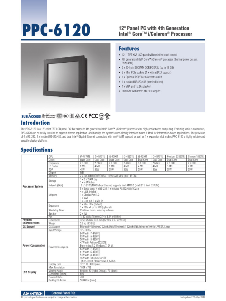PPC-6120_DS(05.22.19)20190529112134 | PDF | Computer Hardware ...