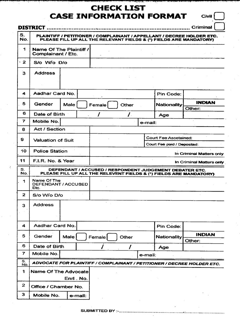 Case Information Form | PDF