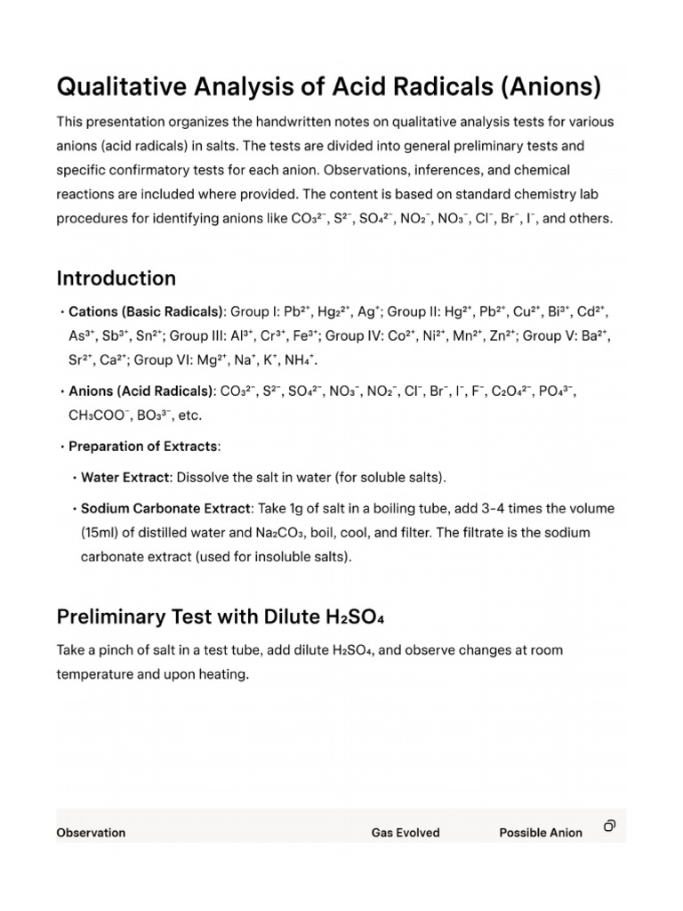 Acid Radicals | PDF