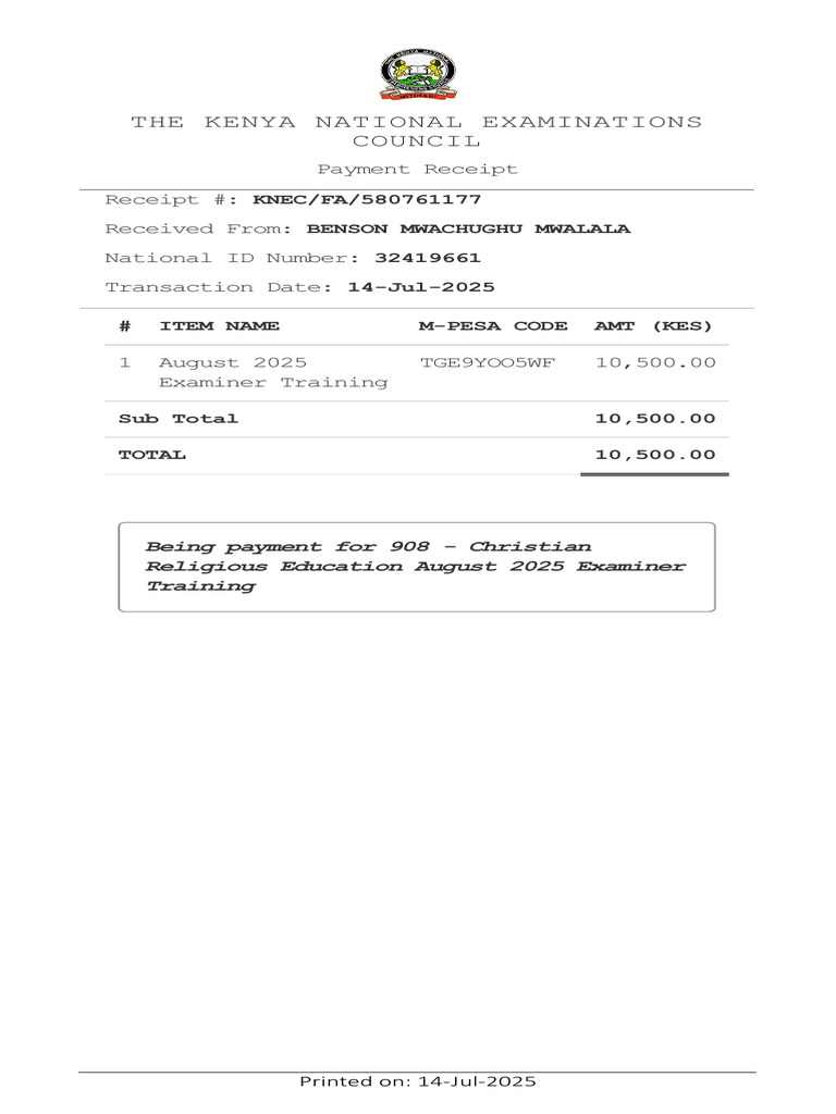 r Pt Payment Receipt | PDF