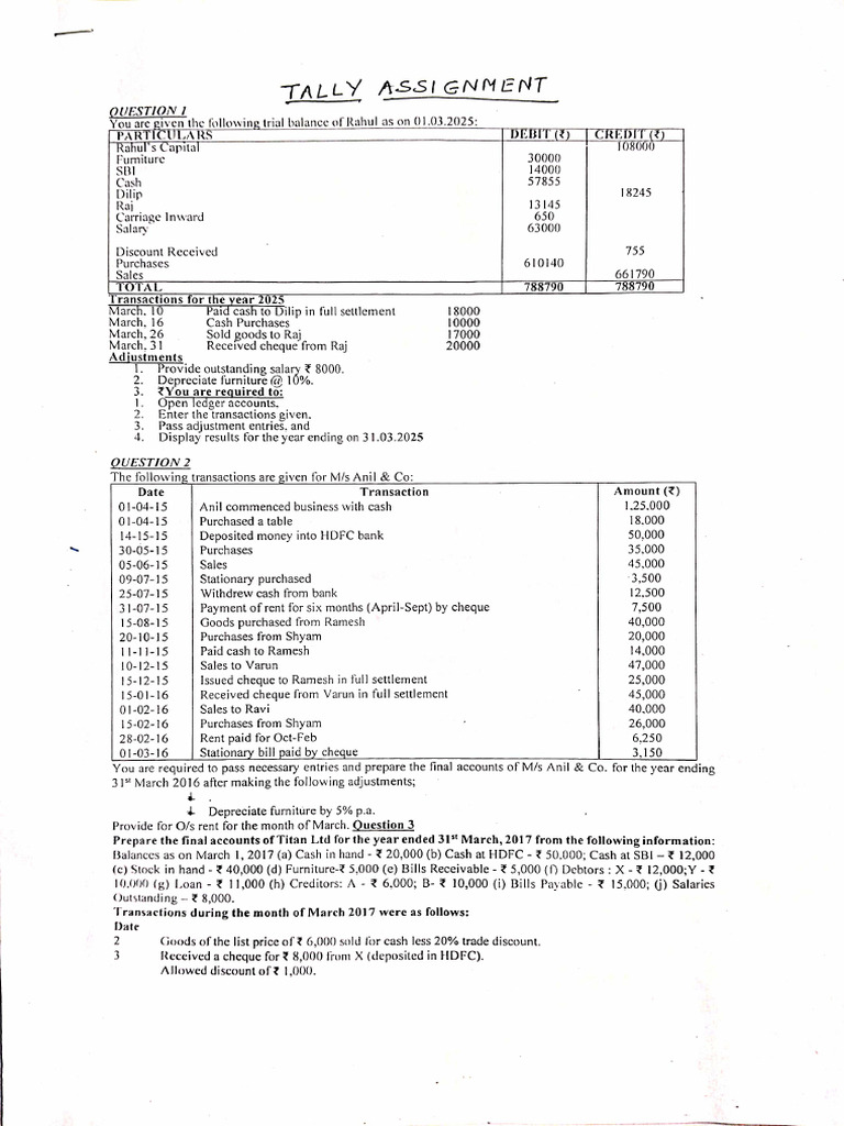 Tally Assignment 1 | PDF