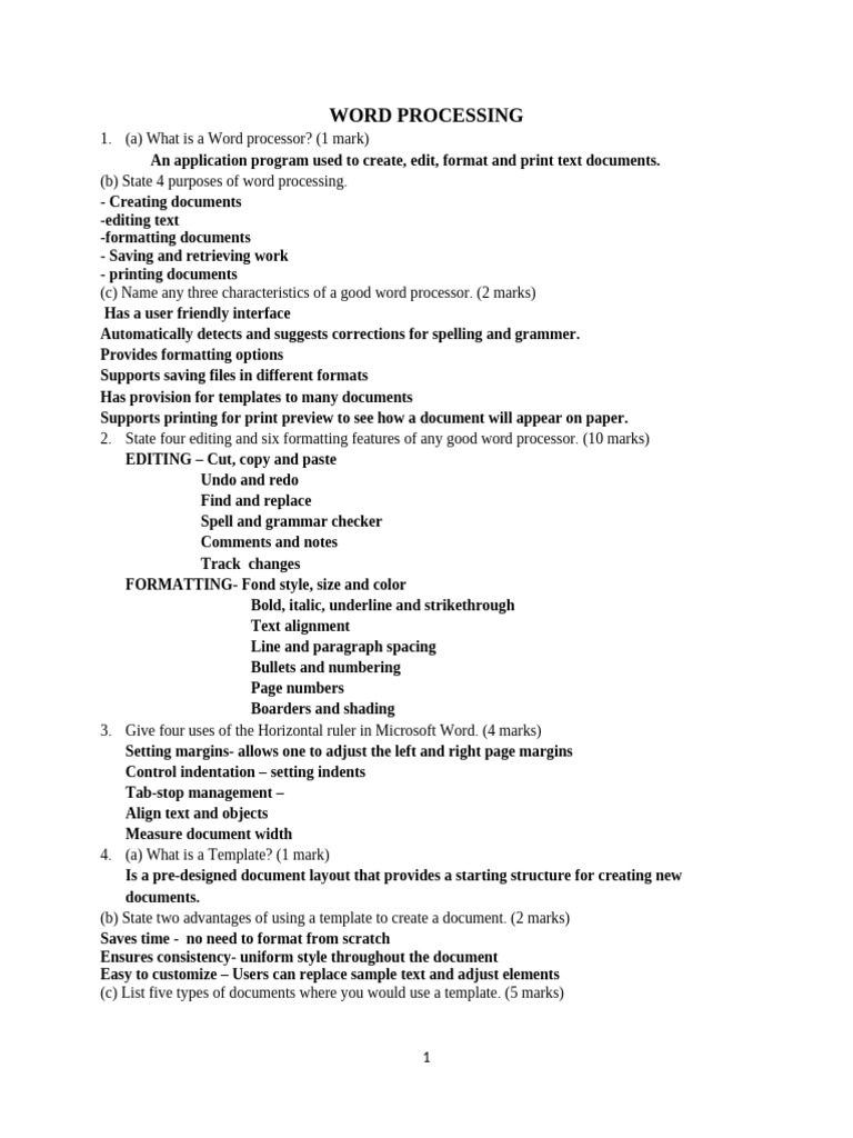 Word Processing Features and Functions | PDF | Microsoft Word ...