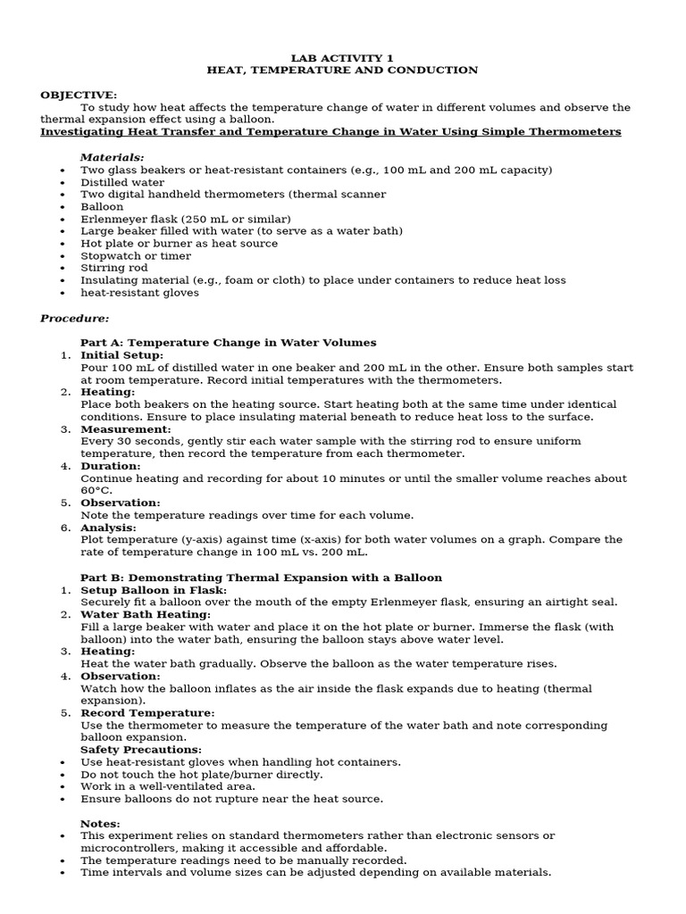 Heat Transfer and Temperature Change Experiment | PDF | Temperature | Heat