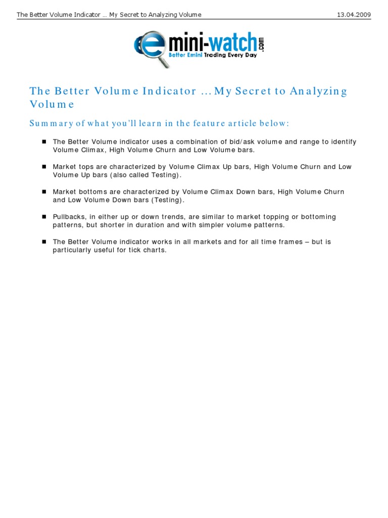 Better Volume Indicator Explained | PDF