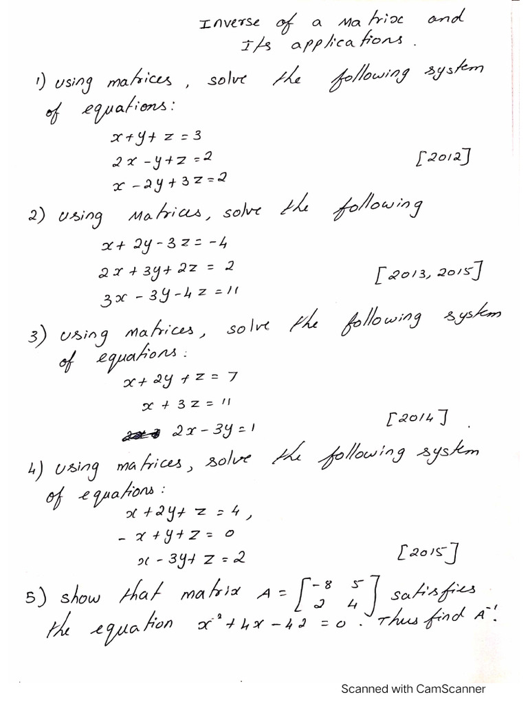 Inverse Matrix N Application | PDF