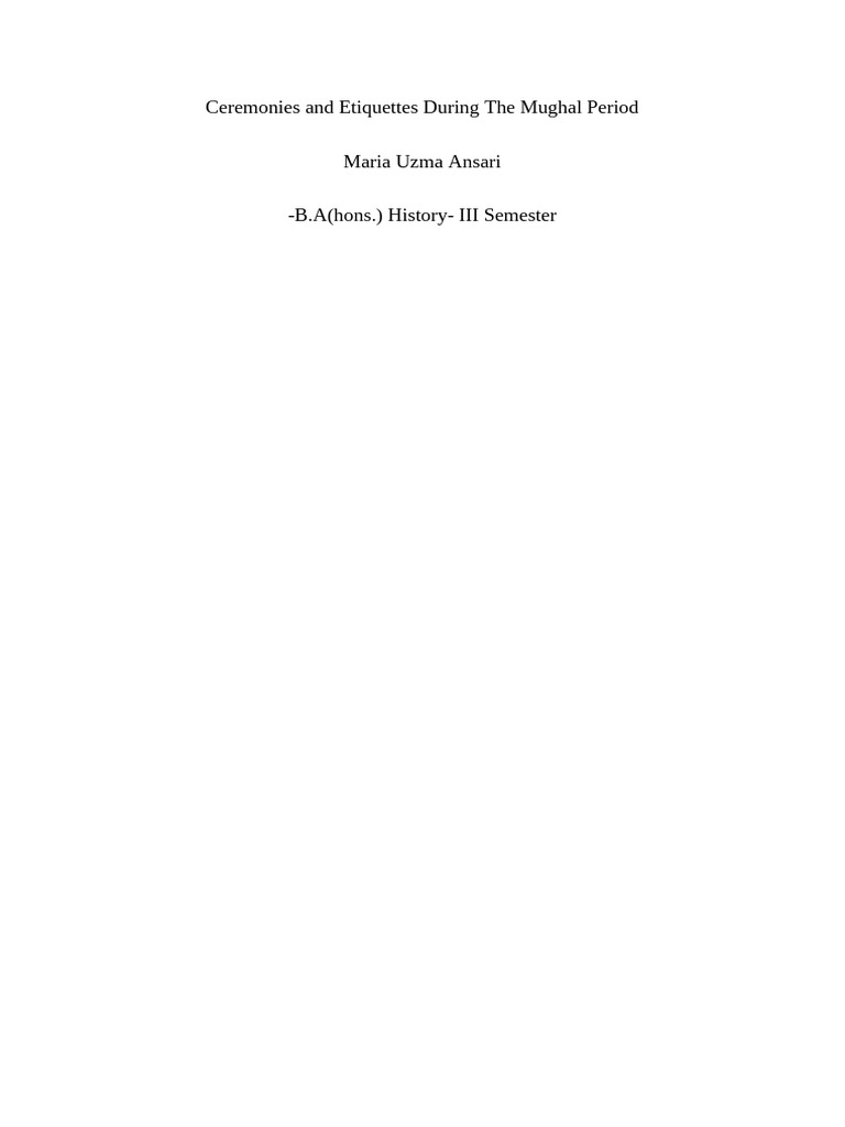 Kurnish and Taslim in Mughal Ceremonies | PDF