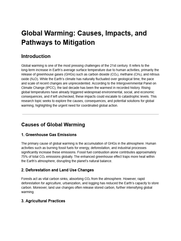 Global Warming: Causes and Solutions | PDF | Greenhouse Gas | Climate ...