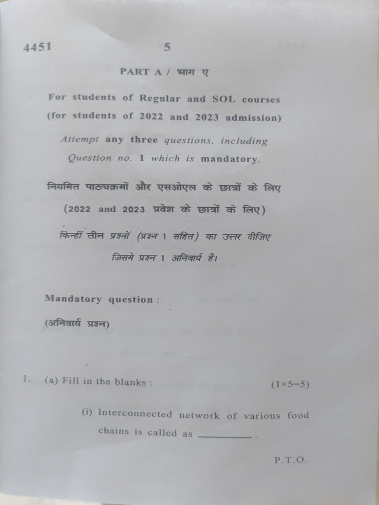 EVS Question Paper Part A | PDF | Nature | Environmental Issues