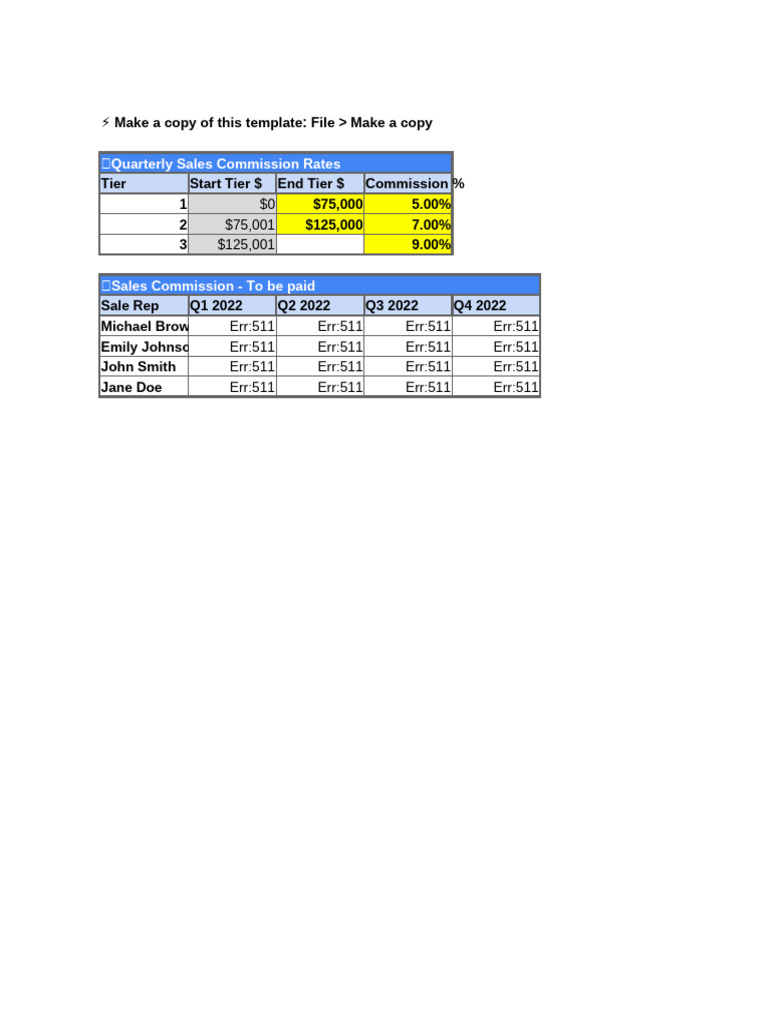 Quarterly Sales Commission Rates Template | PDF | System Software ...