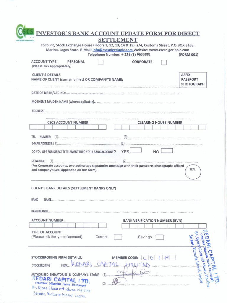 Direct Cash Settlement Form (DCS) | PDF