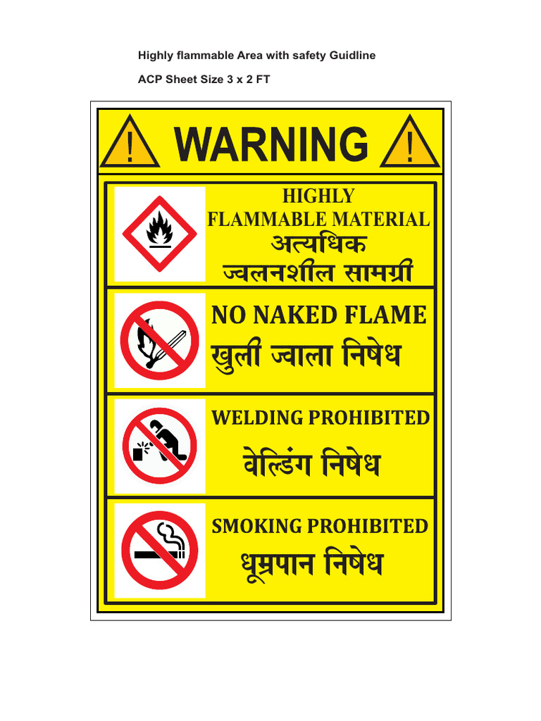 Highly Flammable Area With Safety Guidline | PDF