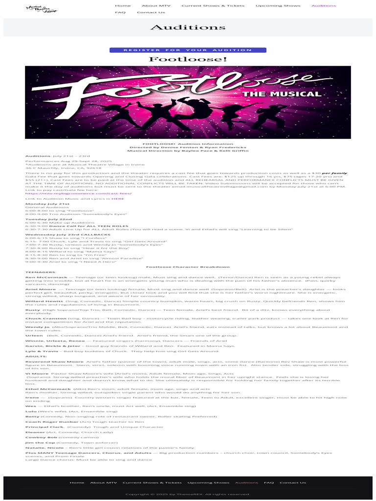 Auditions - Musical Theatre Villagerjeidk | PDF