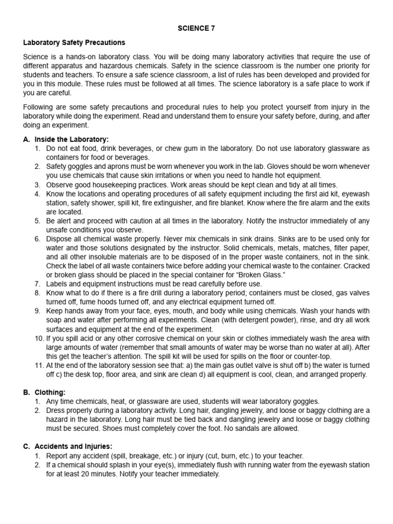 LABORATORY SAFETY PRECAUTIONS | PDF | Laboratories