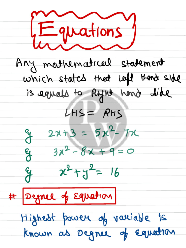 Equations - Handwritten Notes | PDF | Equations | Abstract Algebra