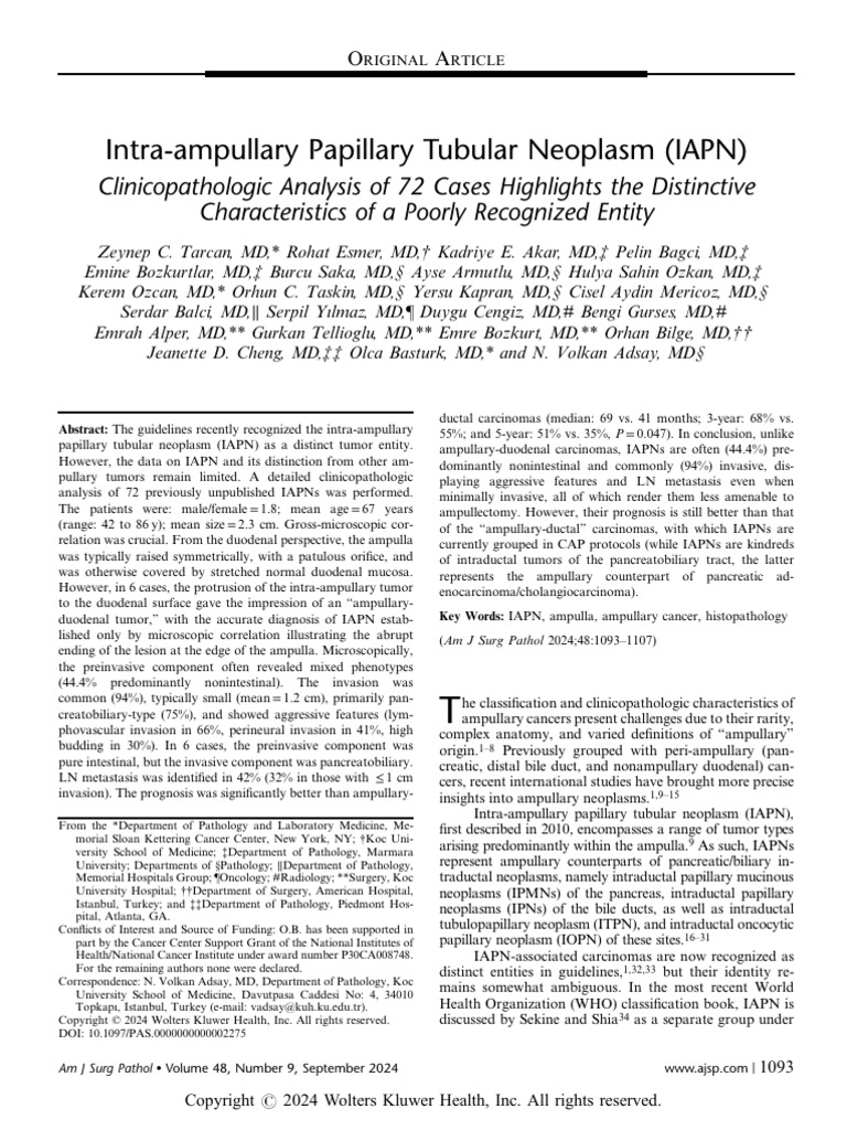 Intra-Ampullary Papillary Tubular Neoplasm (IAPN) | PDF | Carcinoma ...