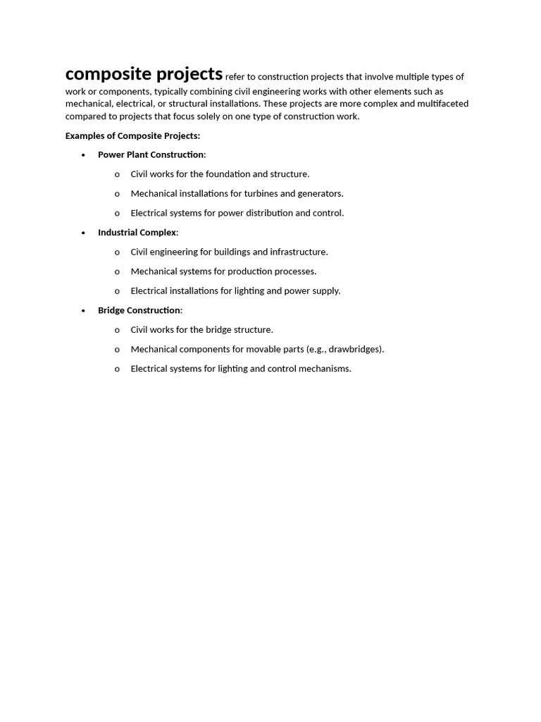 Composite Projects Refer To Construction Projects That Involve Multiple ...