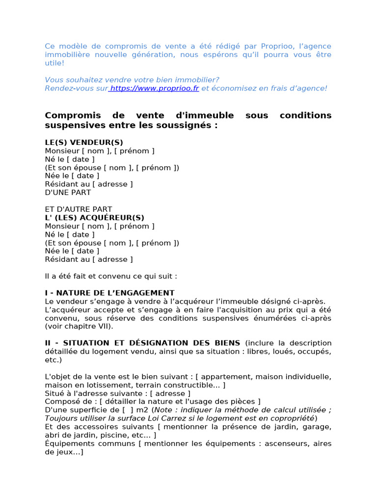 Modele De Compromis De Vente Gratuitnull