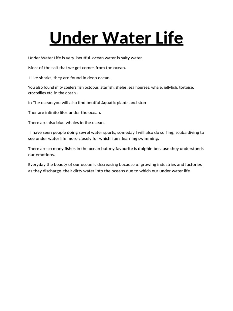 Under Water Life | PDF
