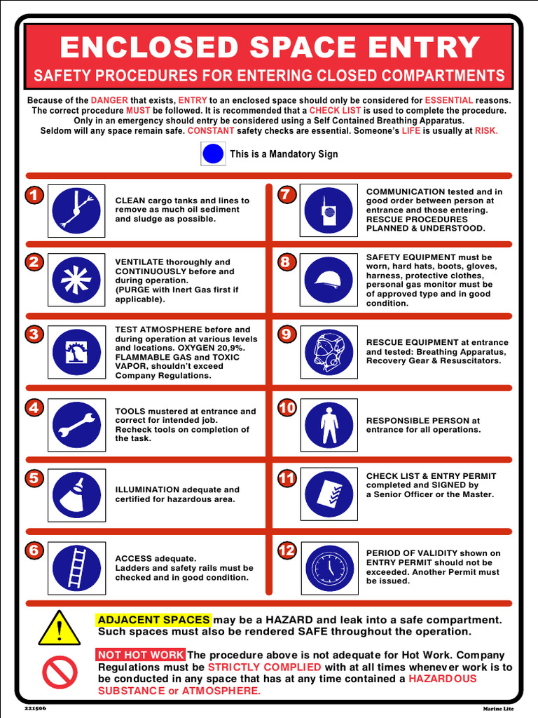 Enclosed Space Entry Safety Procedures | PDF | Underwater Diving | Safety