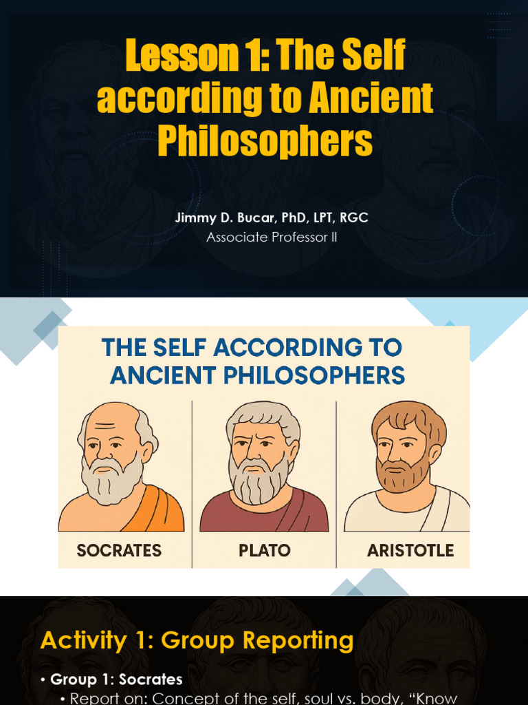 Lesson 1. The Self According To Ancient Philosophers | PDF | Soul ...
