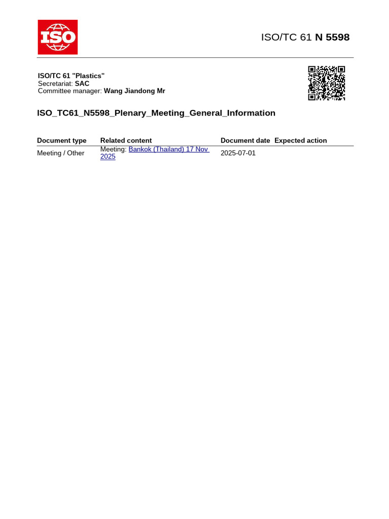 74th ISO/TC 61 Plastics Meeting Info | PDF | Travel Visa | Government ...