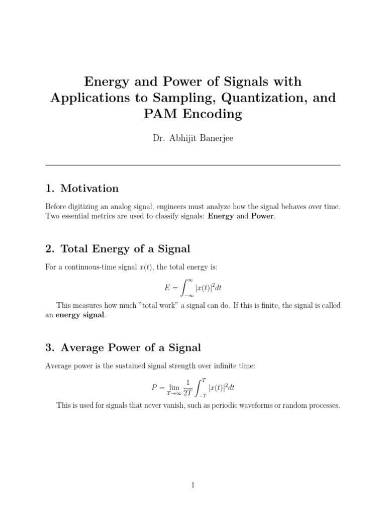 l5 Enery and Power Signals | PDF | Sampling (Signal Processing ...