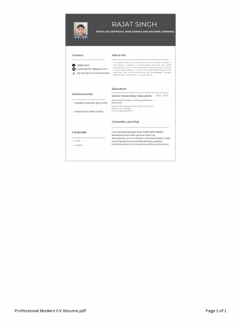 Rajat Singh Aiml Resume | PDF