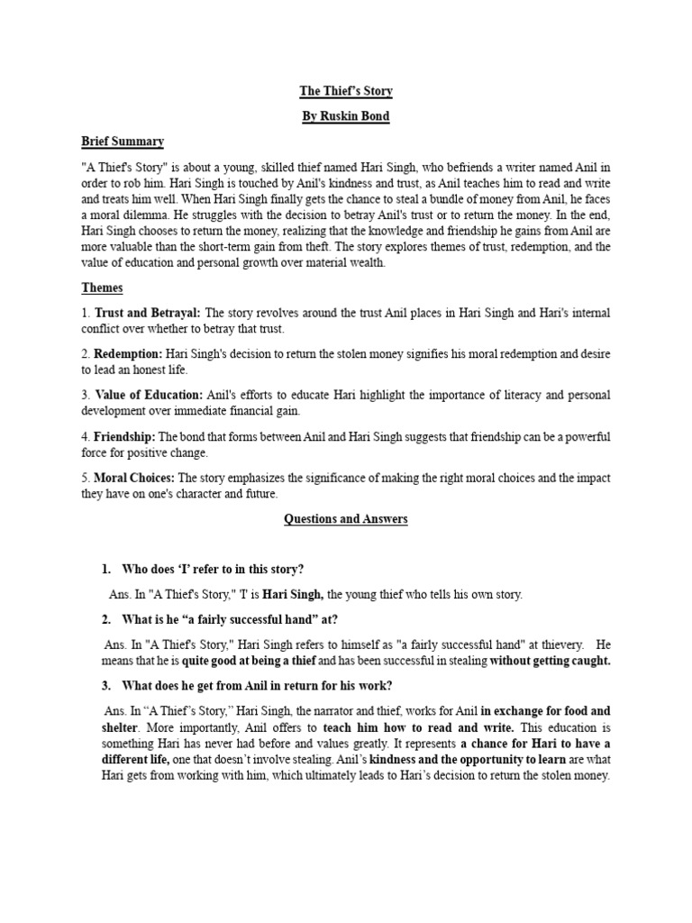 GPS at Notes and Q Annd A A Thief's Story | PDF | Theft | Forgiveness