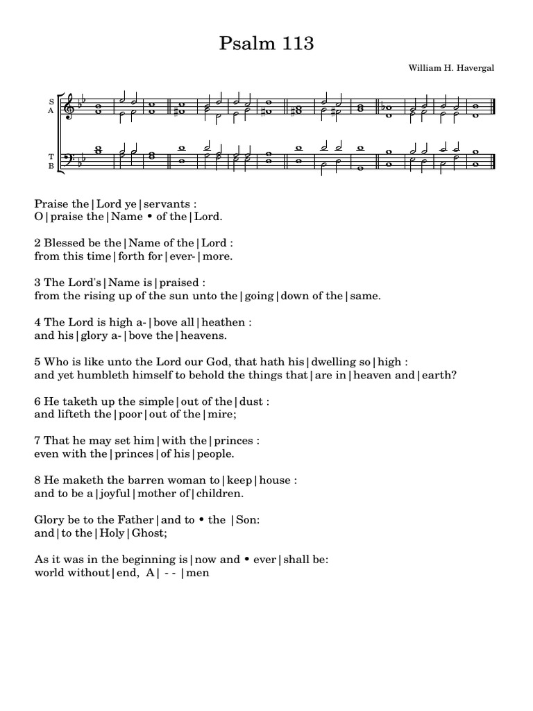 Psalm 113 Havergal in B Flat | PDF