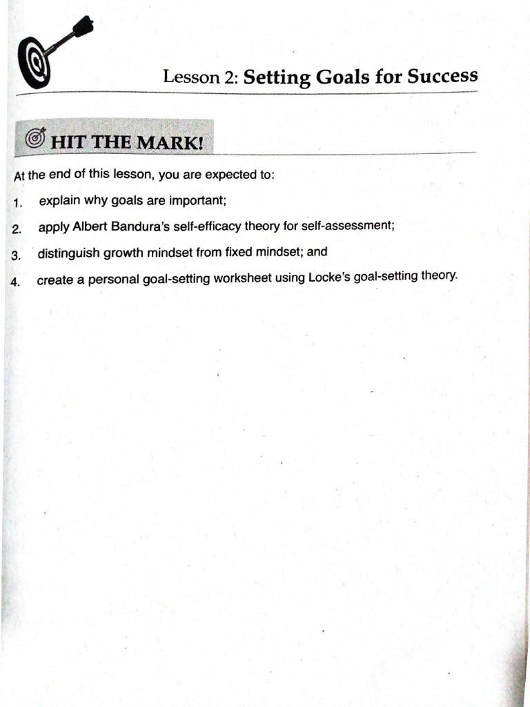 Chapter 3 Lesson 2 Setting Goal For Success | PDF