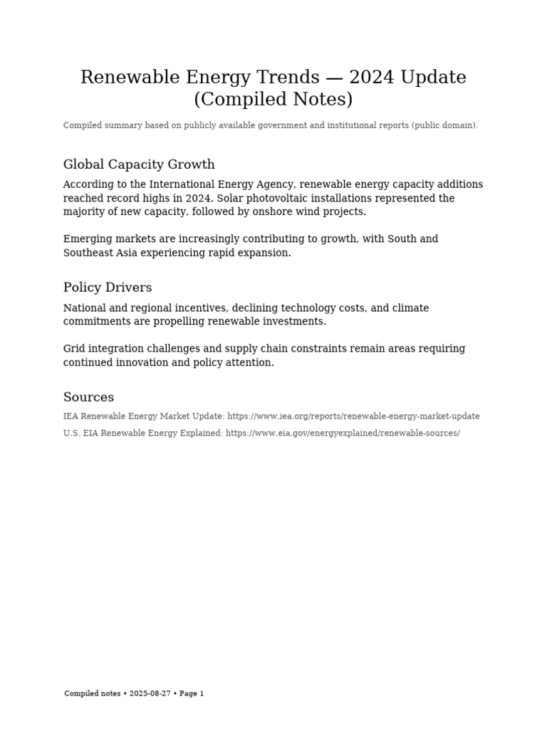 Renewable Energy Trends | PDF