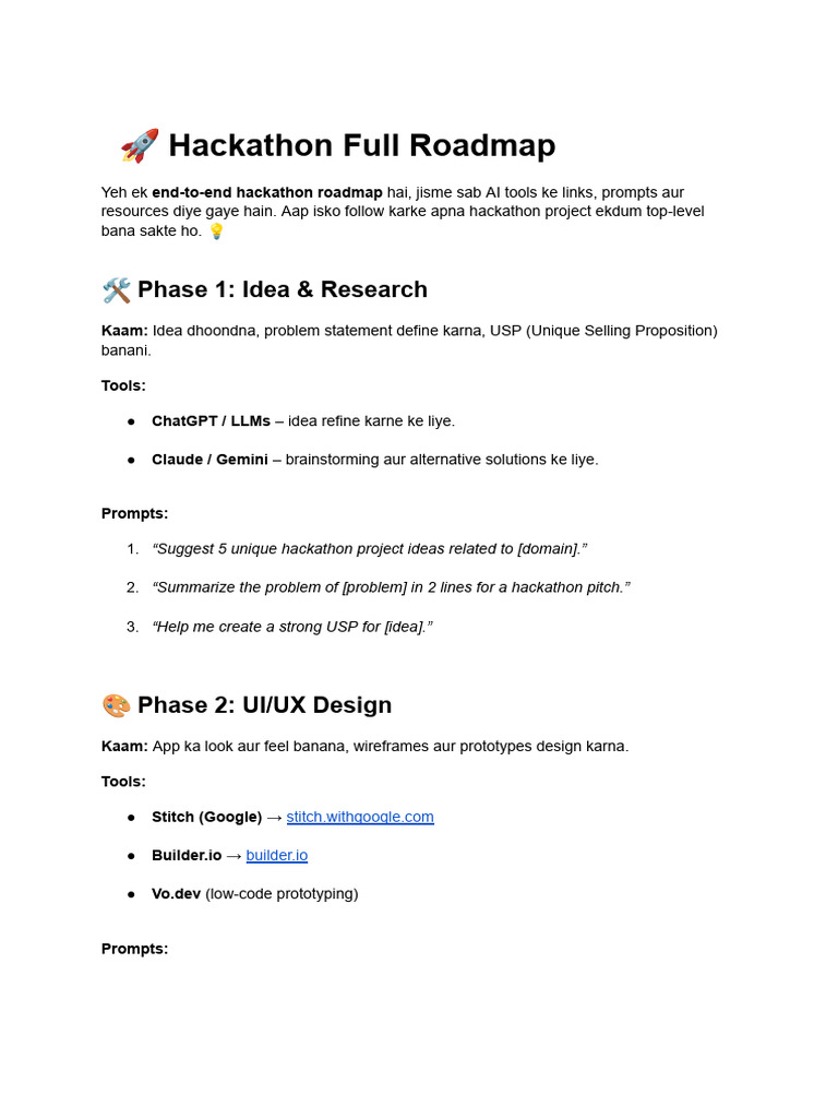 ? Hackathon Full Roadmap | PDF | Software Engineering | Software