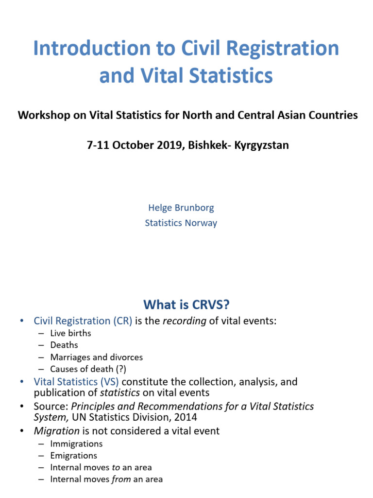 Understanding Civil Registration and Vital Statistics | PDF ...