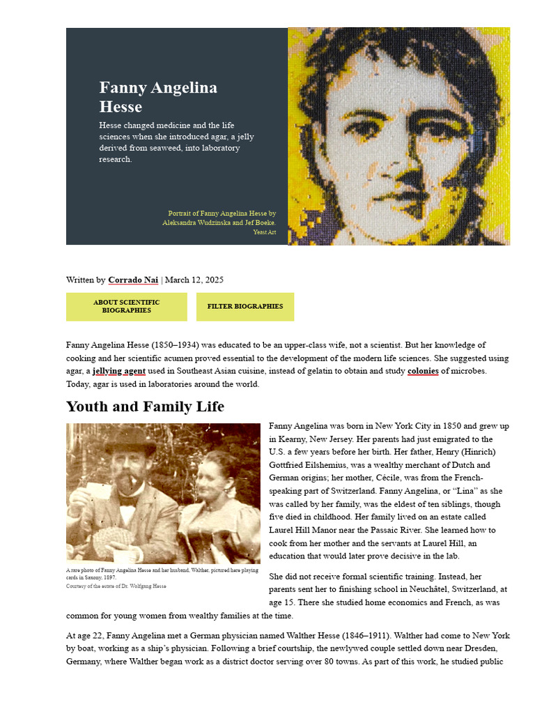 Fanny Angelina Hesse - Science History Institute | PDF
