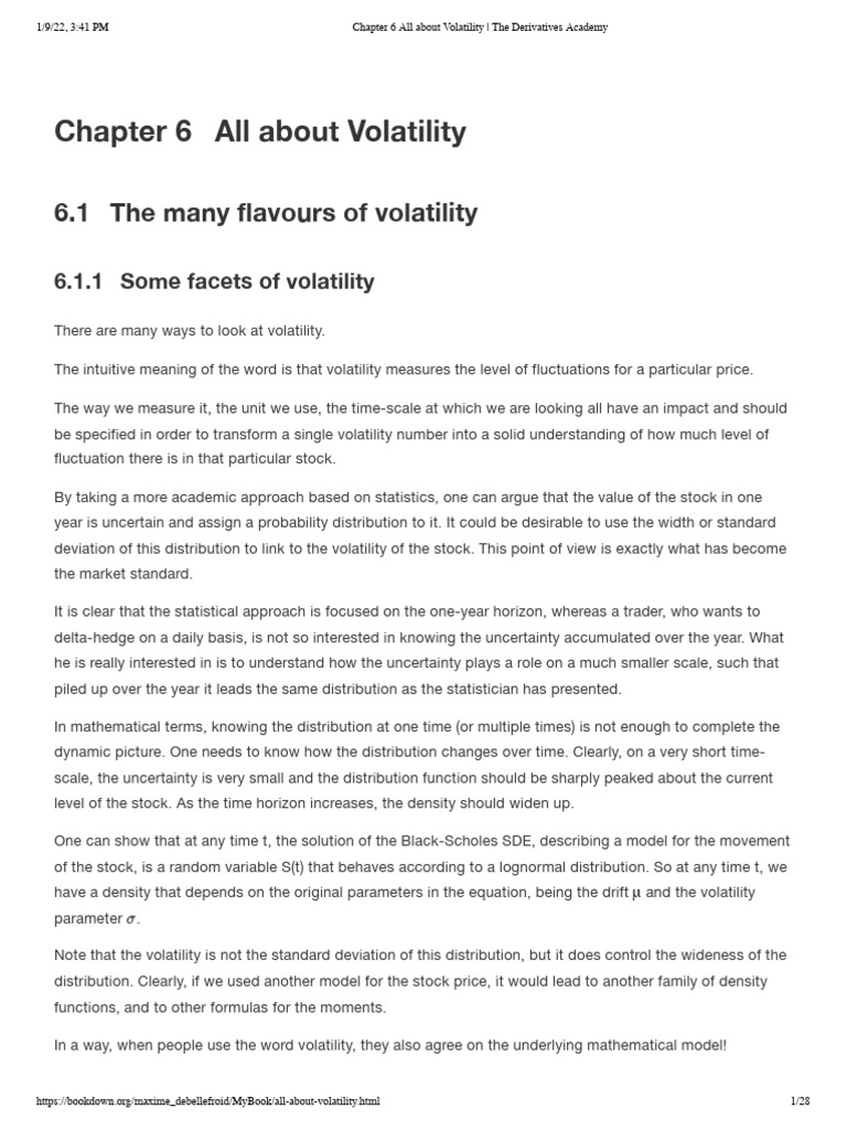 Understanding Volatility in Derivatives | PDF | Black–Scholes Model ...