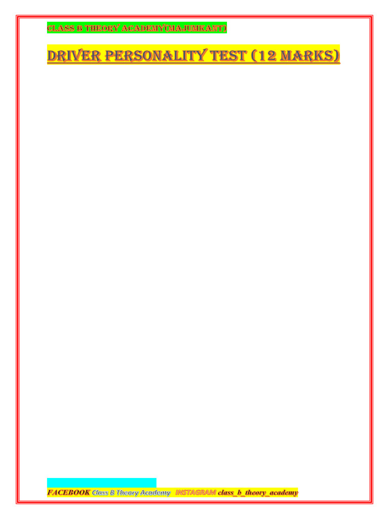 Driver Personality Test Questions | PDF | Traffic | Transport