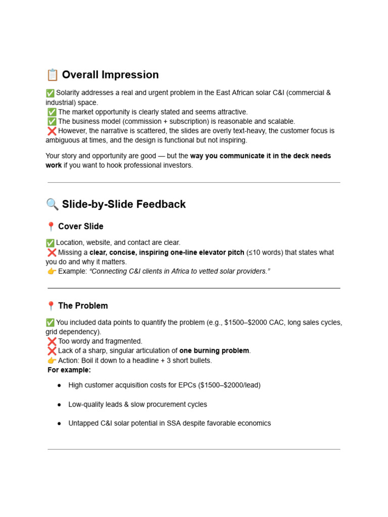 Pitch Deck Feedback | PDF
