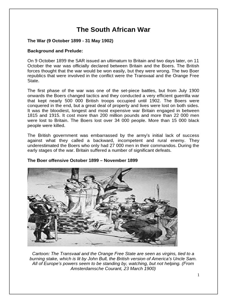 South African War Overview (1899-1902) | PDF | Second Boer War | South ...