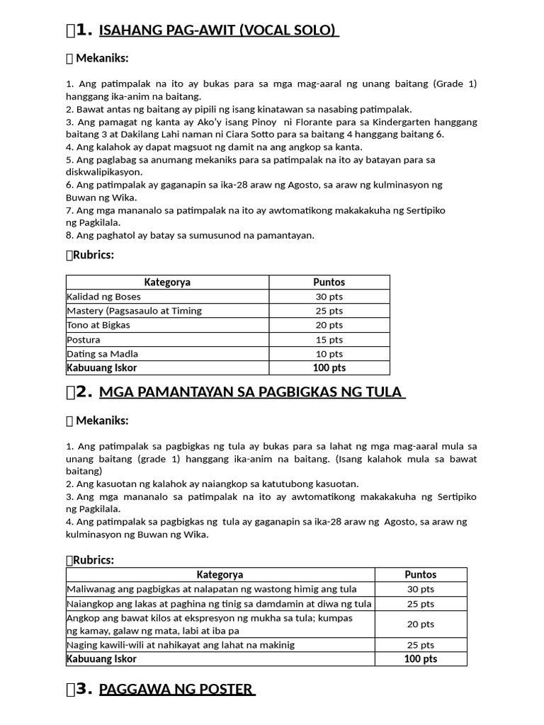 MECHANICS and RUBRICS (Final) But Need Recheck and Suggestion To Other ...