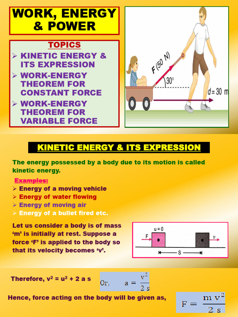 Work-Energy Theorem For Constant & Variable Force | PDF