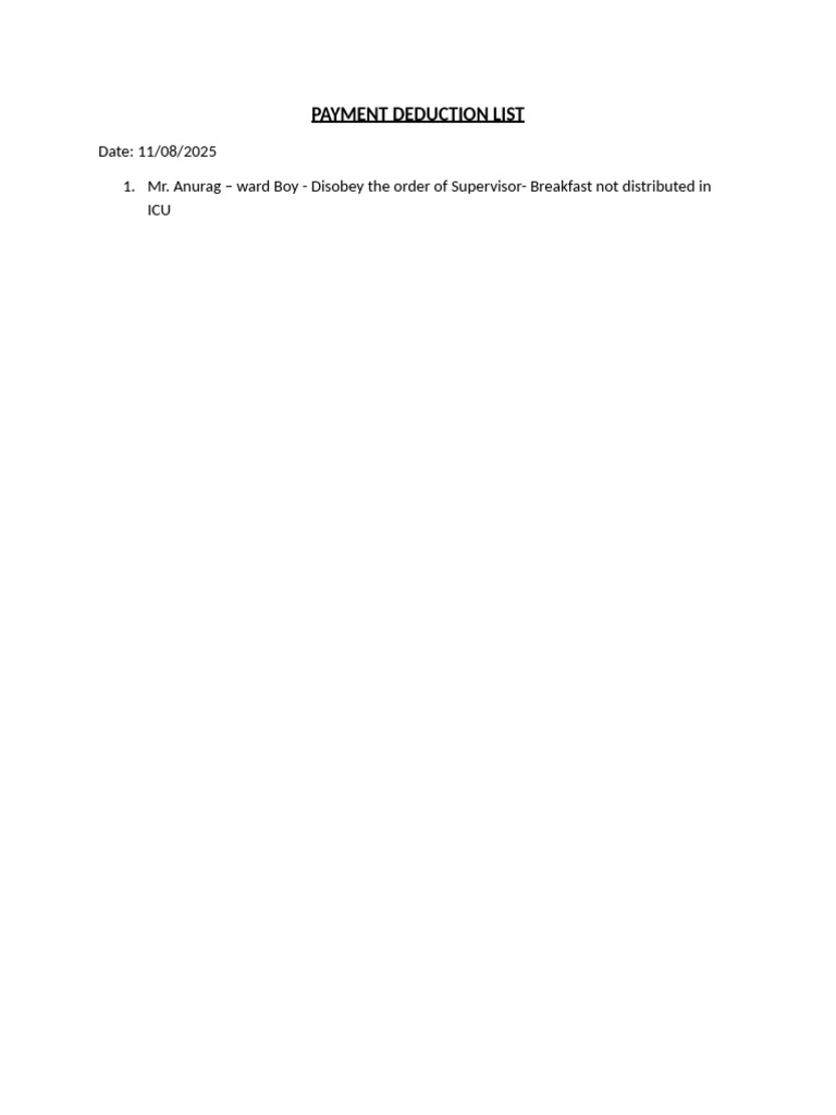 Payment Deduction List | PDF