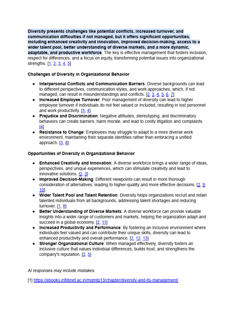 Managing Diversity: Challenges & Opportunities | PDF | Organizational ...