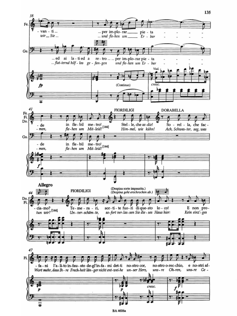 Mozart - Così Fan tutte-Fiordiligi-Come Scoglio | PDF