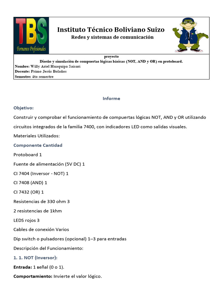 Simulación de compuertas lógicas 7400 | PDF