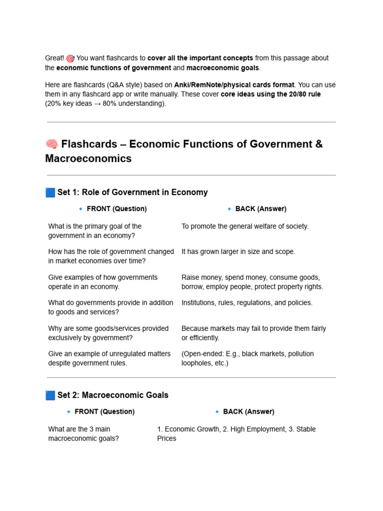 Economic Functions of Government Flashcards | PDF | Redistribution Of ...