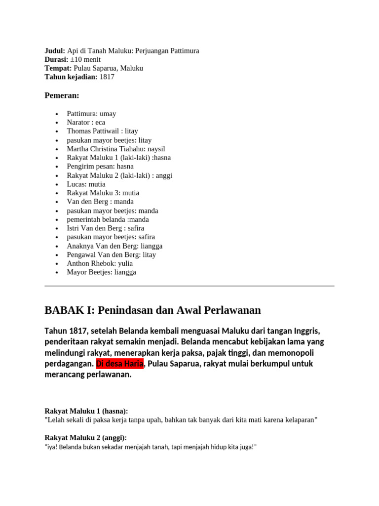 Perjuangan Pattimura di Maluku | PDF
