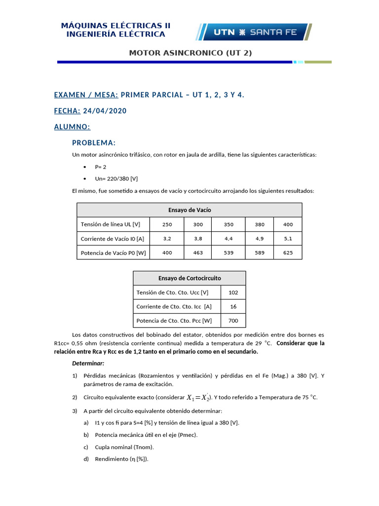 Motor Asinc. UT2 - Parcial 1 | PDF